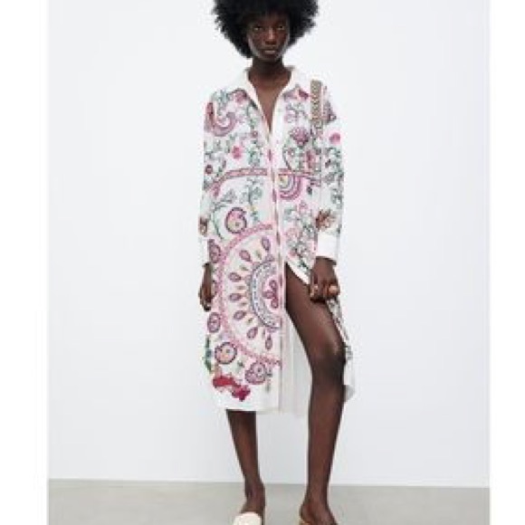 Zara | Swim | Zara Embroidered Long Shirt Cover Up | Poshmark
